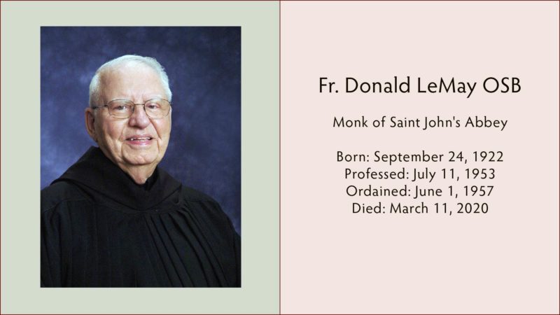 Father Donald Joseph LeMay, OSB – OSB DOT ORG
